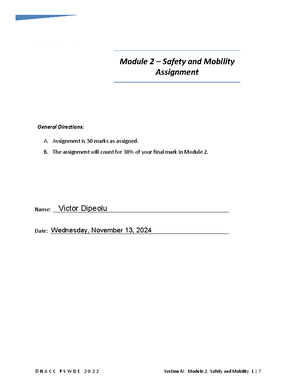 Module 6 - assignment - Module 6 – Household Management, Nutrition and ...