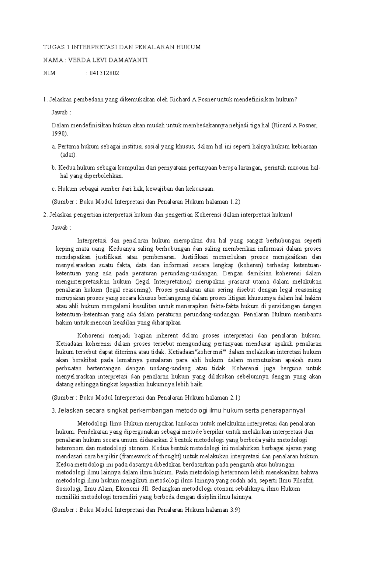 Soal hkum4101 tmk2 3 - Interpretasi dan penalaran hukum - HKUM4101- 1 dari 1 NASKAH TUGAS MATA ...