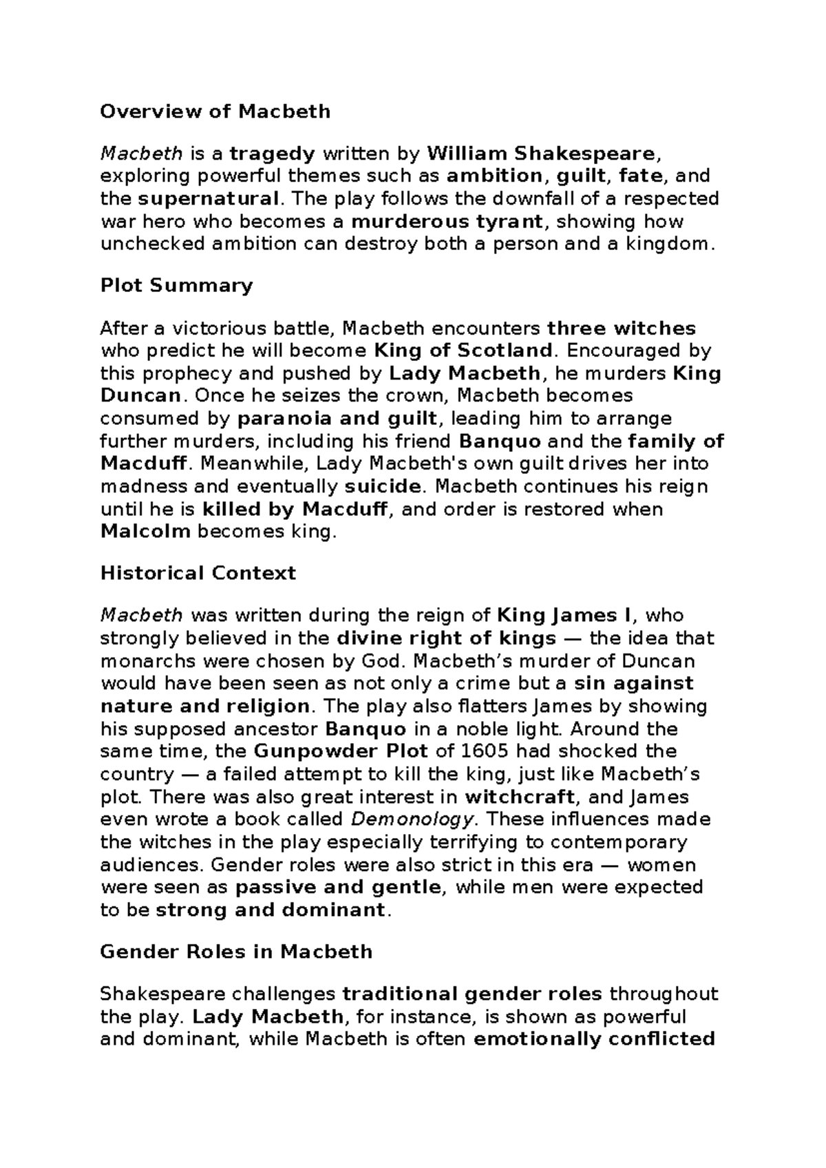 Macbeth: A Tragic Exploration of Ambition and Guilt - Studocu