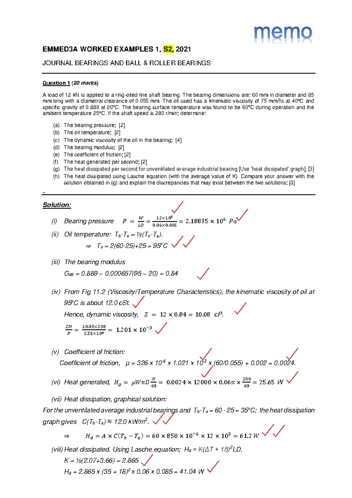 Worked Examples 1 - EMMED3A Mechanical Eng Design 3rd Year Notes - Studocu