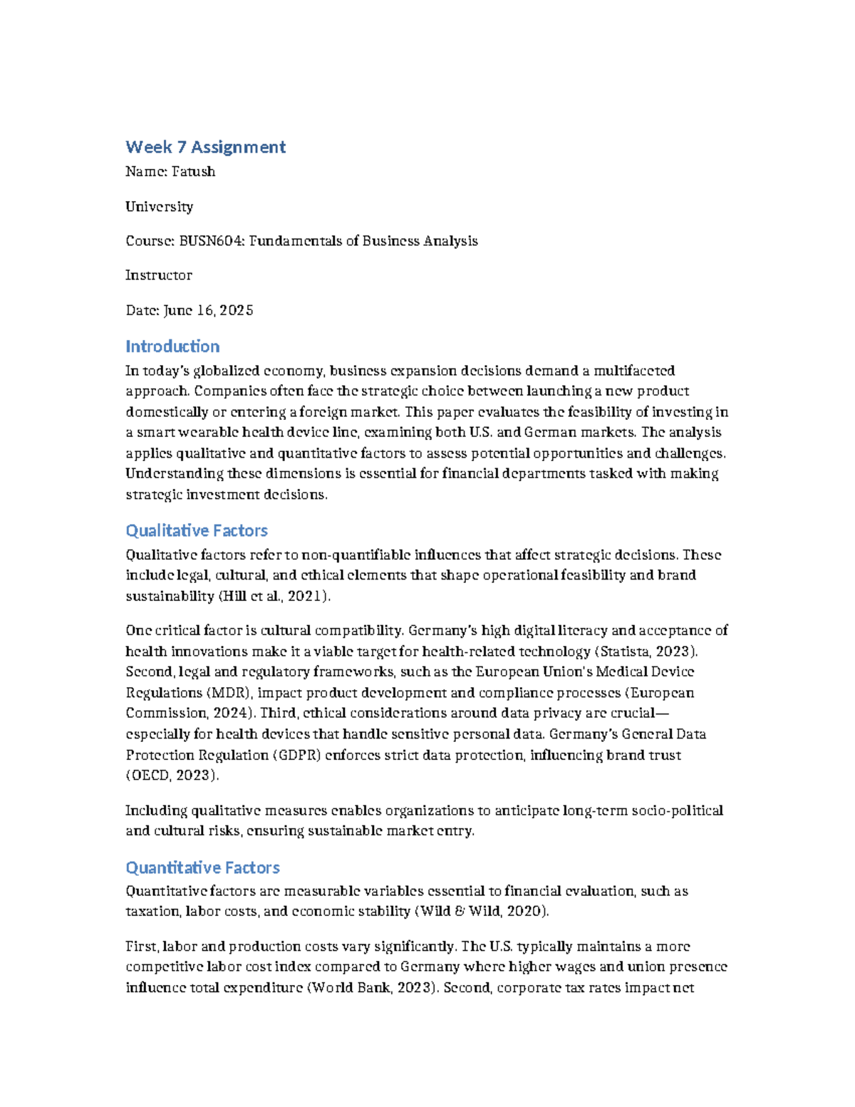 BUSN604: Week 7 Investment Feasibility Analysis of Smart Wearables ...