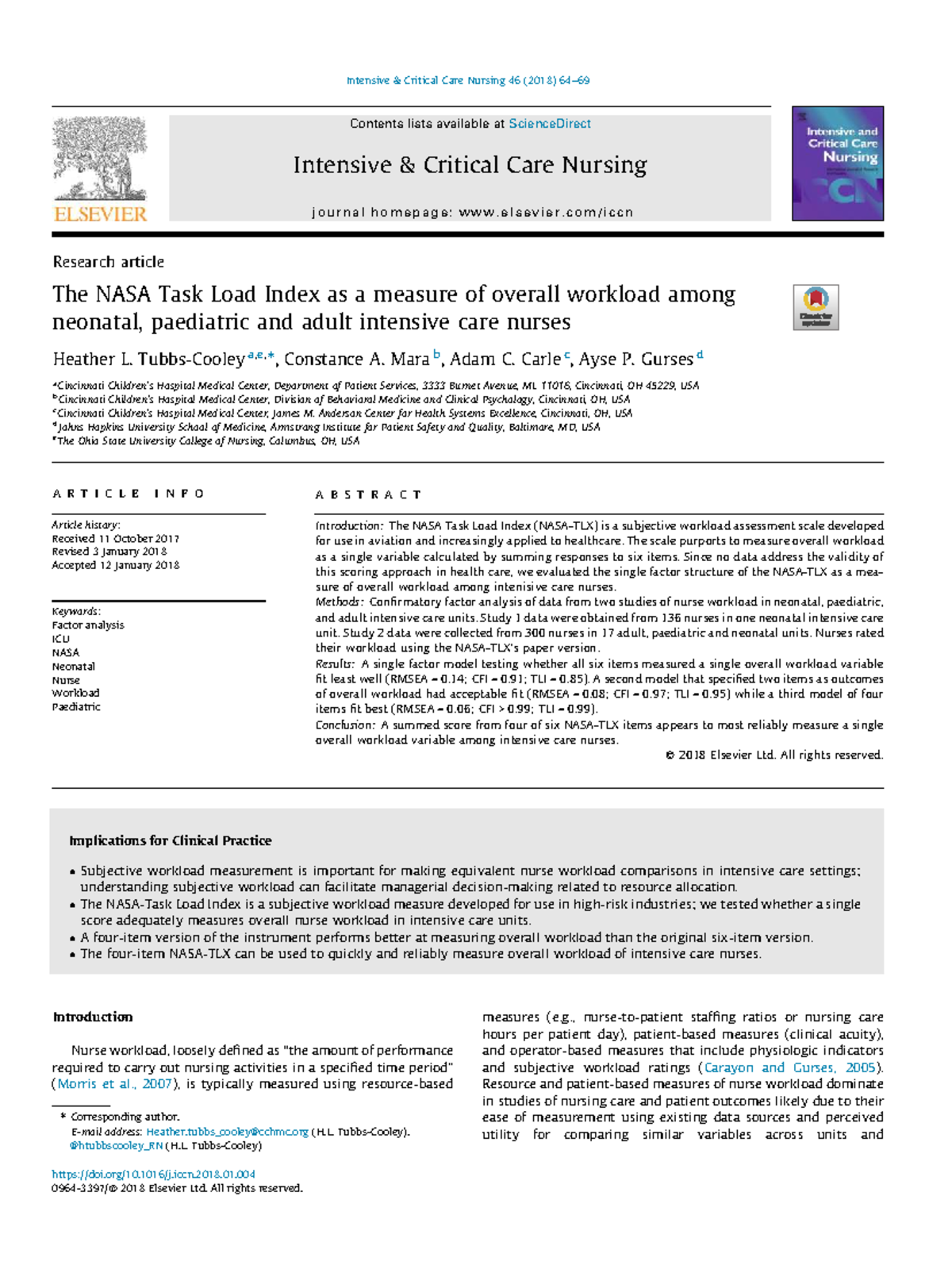 ICU Nurses: A Study on Workload Assessment - Studocu