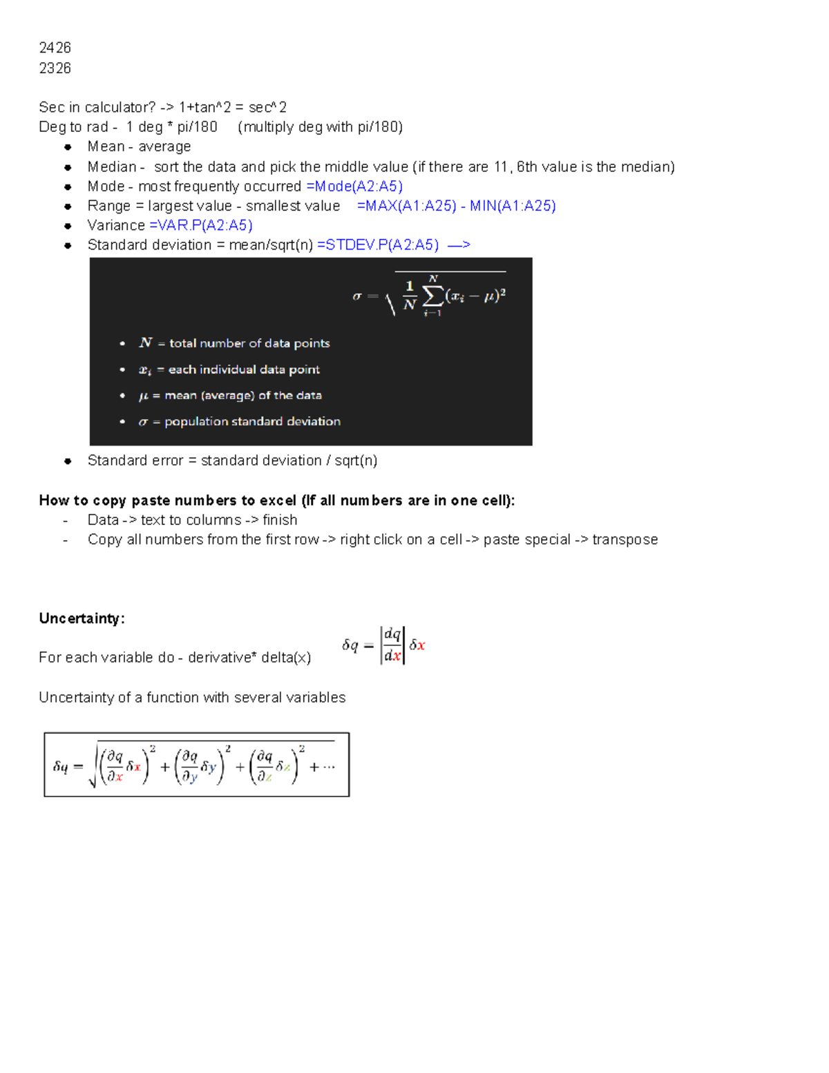 ENGR 216 - Formulas and Key Concepts for Final Exam Review - Studocu