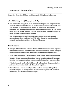 Theories of Personality Chapter 1 Notes - Introduction - Monday ...