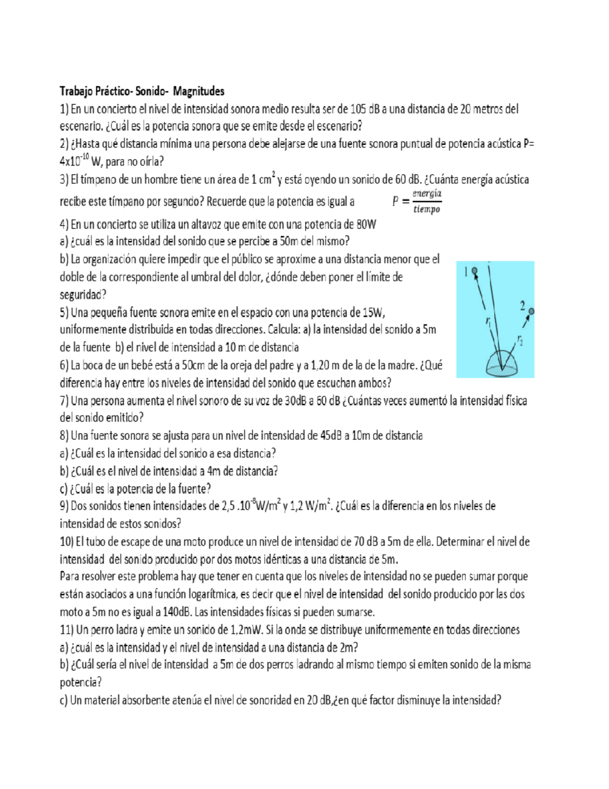TP 2: Niveles de Intensidad Sonora y Cálculos Acústicos - Studocu