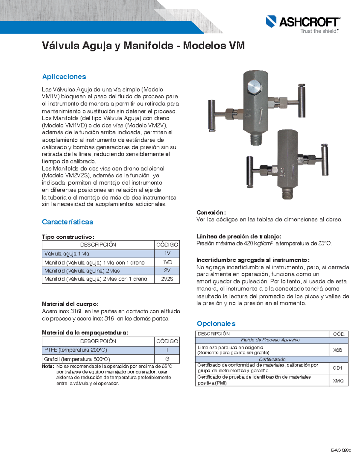 Modelo VM E AC 023c - valvula aguja - Válvula Aguja y Manifolds ...