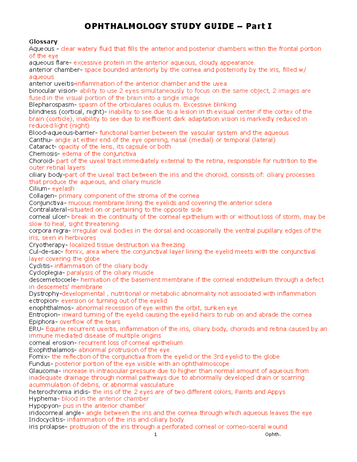 Ophthalmology Study Guide – Equine Eye Health Insights (Ophth.1) - Studocu