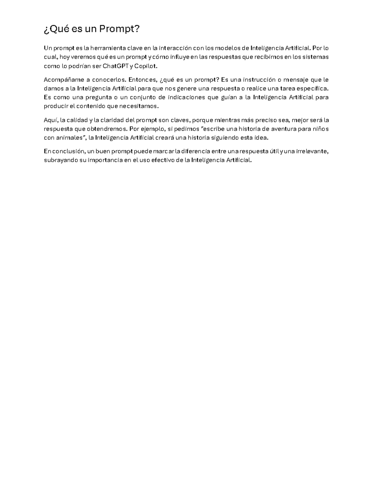 Qué es un Prompt - IA para docente - ¿Qué es un Prompt? Un prompt es la ...
