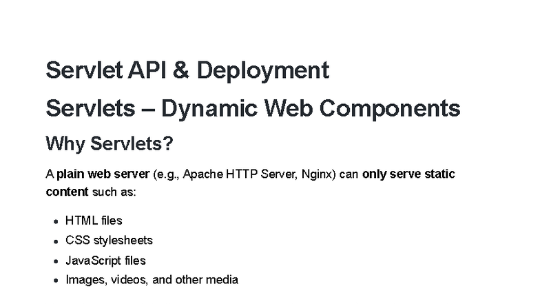 Servlet API & Deployment: Understanding Dynamic Web Components - Studocu