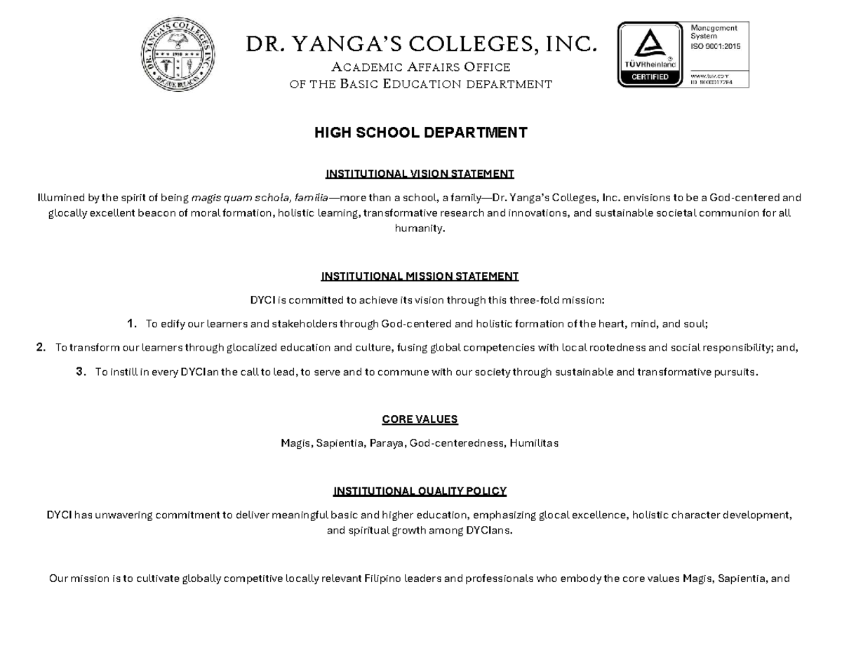 DYCI KS3 Science Curriculum Map: Vision, Mission & Learning Plans - Studocu