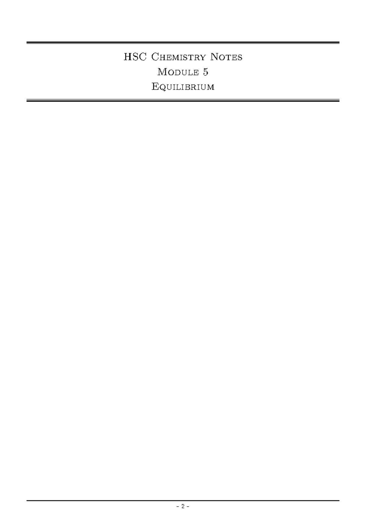 Chemistry Notes HSC - HSC Chemistry Notes Module 5 Equilibrium Non ...