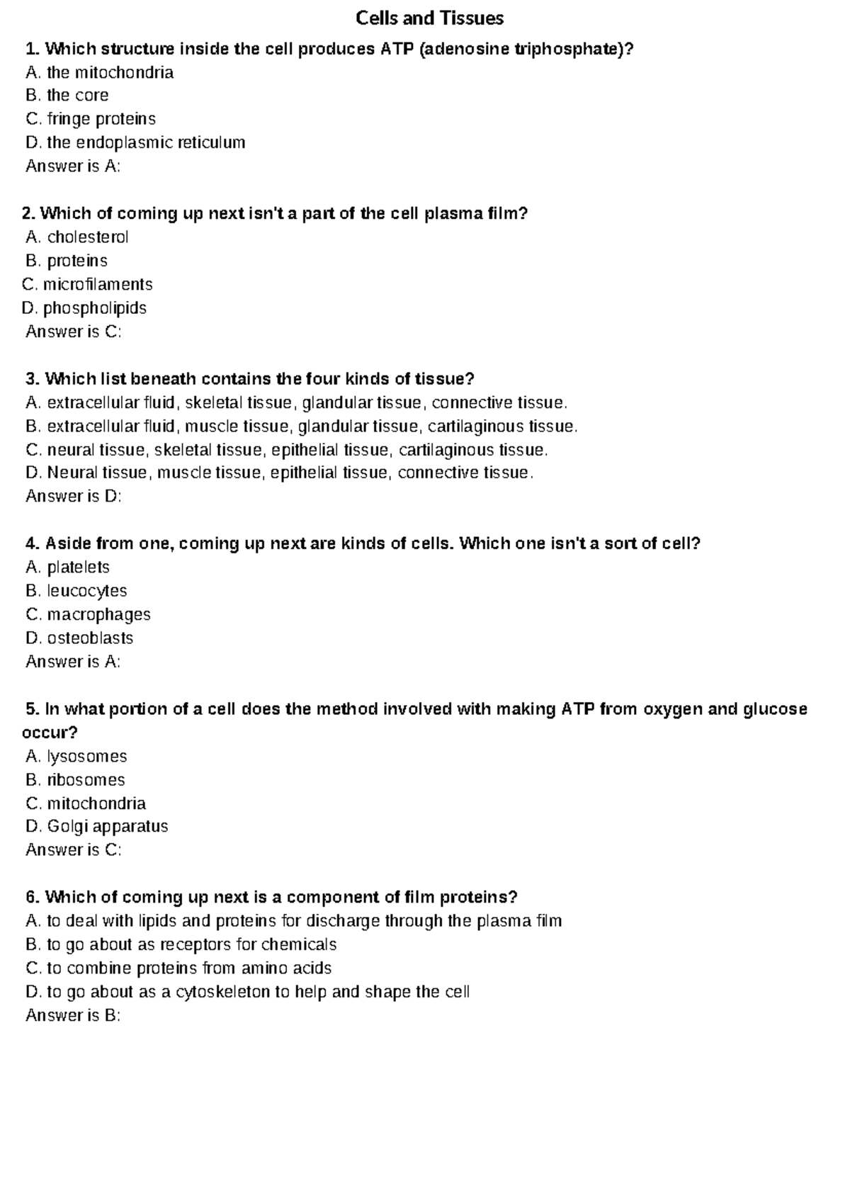 Cells and Tissues - This are my practice quizzes for Anatomy and ...