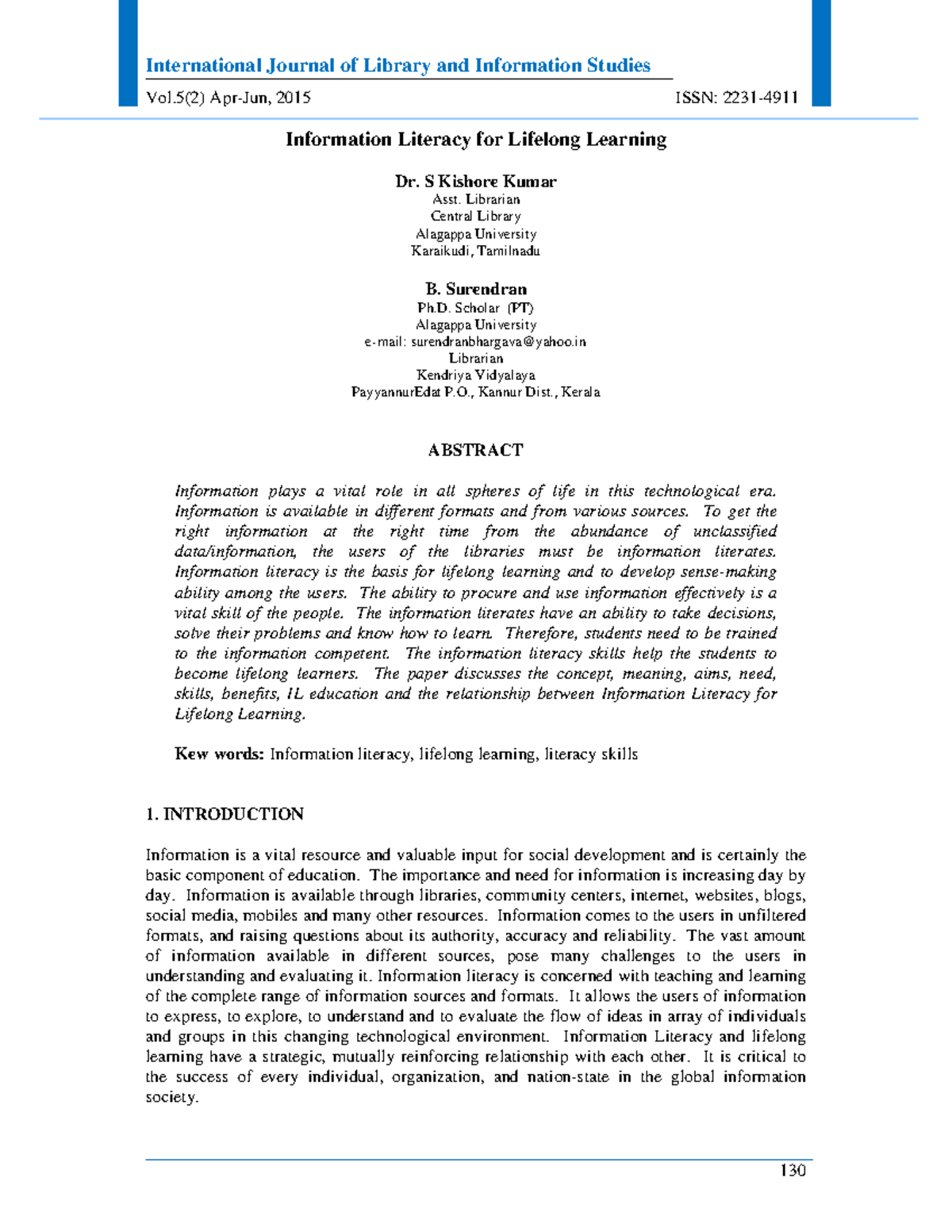 Information literacy for lifelong learning - Vol(2) Apr-Jun, 2015 ISSN ...