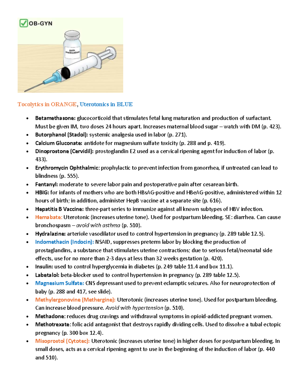 NUR202 OB Medications: Tocolytics, Uterotonics, and Key Drugs Overview ...