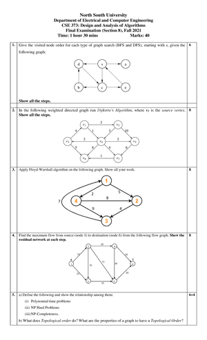 Cse373 - N/A - CSE 373 Design Analysis of Algorithm CSE 373 Design ...