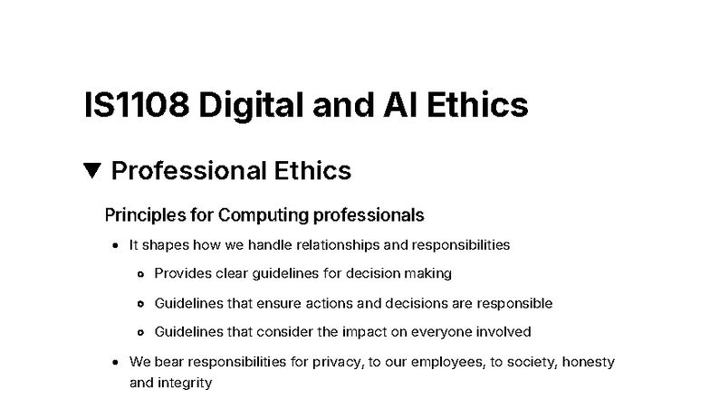 IS1108 Digital and AI Ethics: Comprehensive Lecture Notes on ...