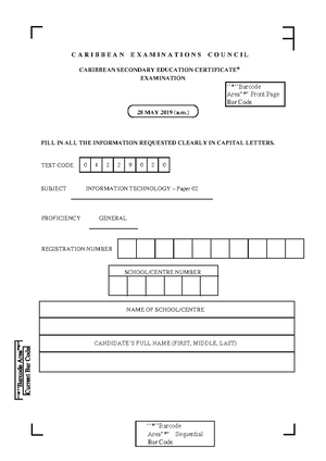 CSEC Chemistry Paper 1 Exam - June 2022 (Test Code: 01212010) - Studocu