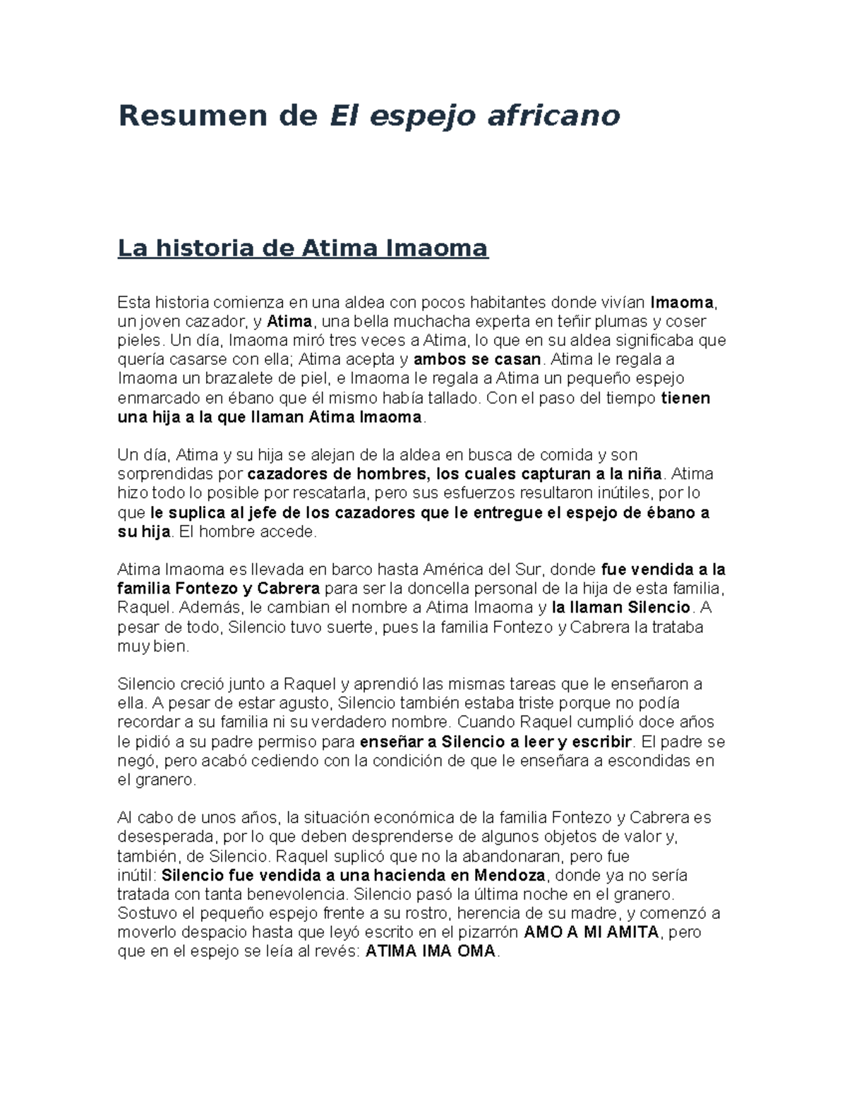 Resumen de "El espejo africano": La historia de Atima Imaoma y su ...