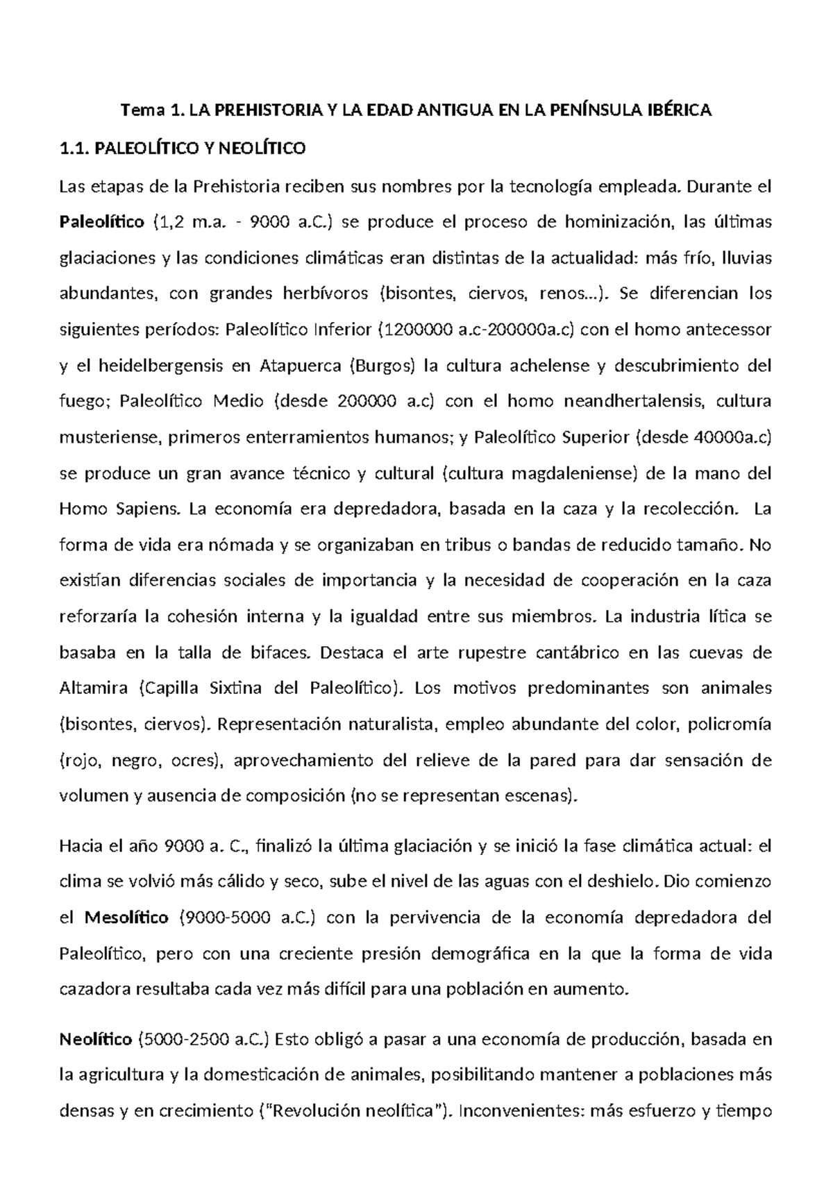 Tema 1: La Prehistoria y la Edad Antigua en la Península Ibérica - PAU ...