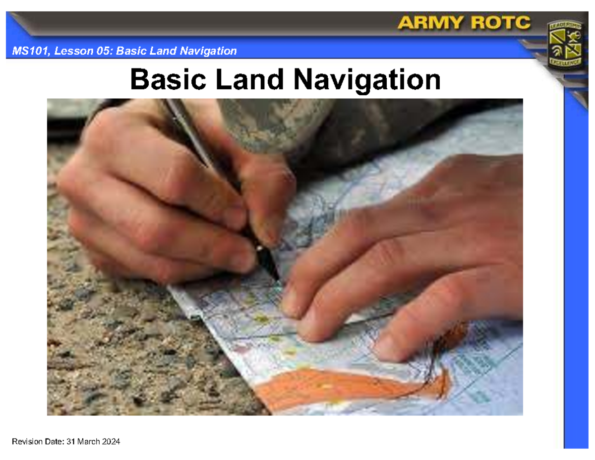 MS101, Lesson 05: Comprehensive Guide to Basic Land Navigation - Studocu