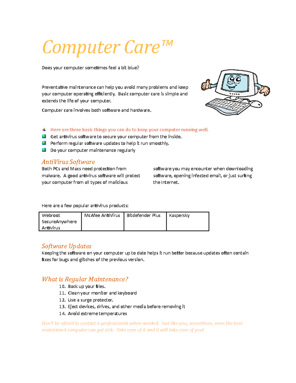 Project 4 - triet - Computer Care™ Does your computer sometimes feel a ...