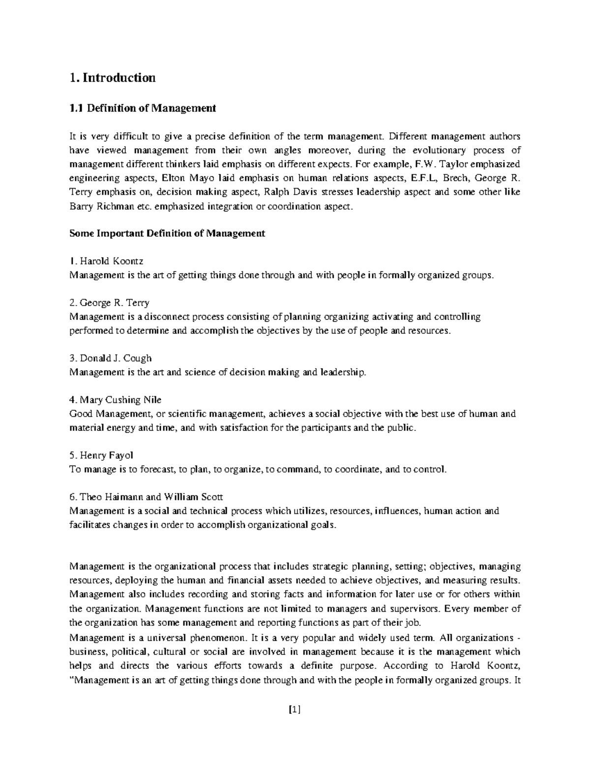 Management Concepts and Functions: An Overview (Course Code: MGMT101 ...