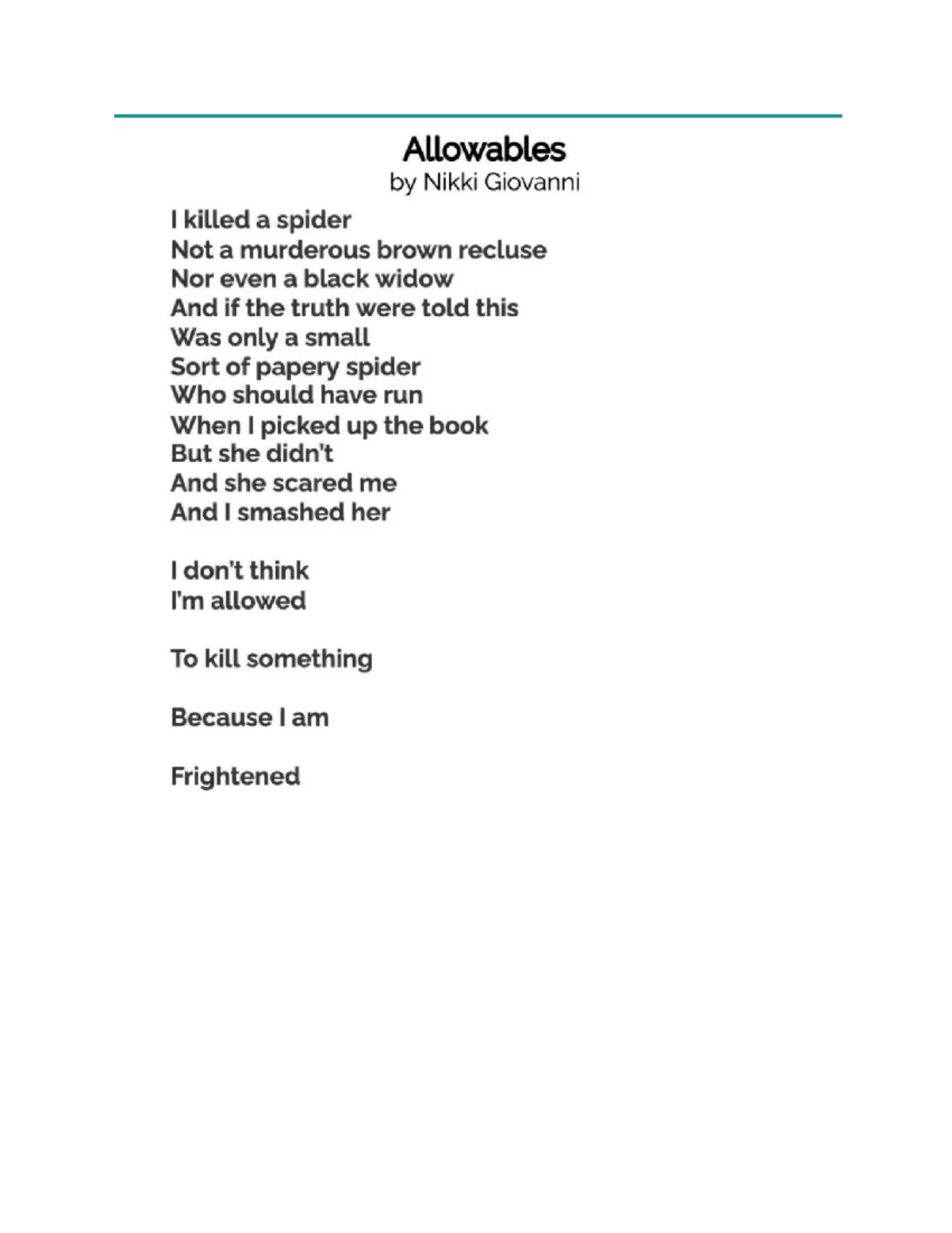 Nikki Giovanni Poem Analysis: Themes & Literary Devices Overview - Studocu