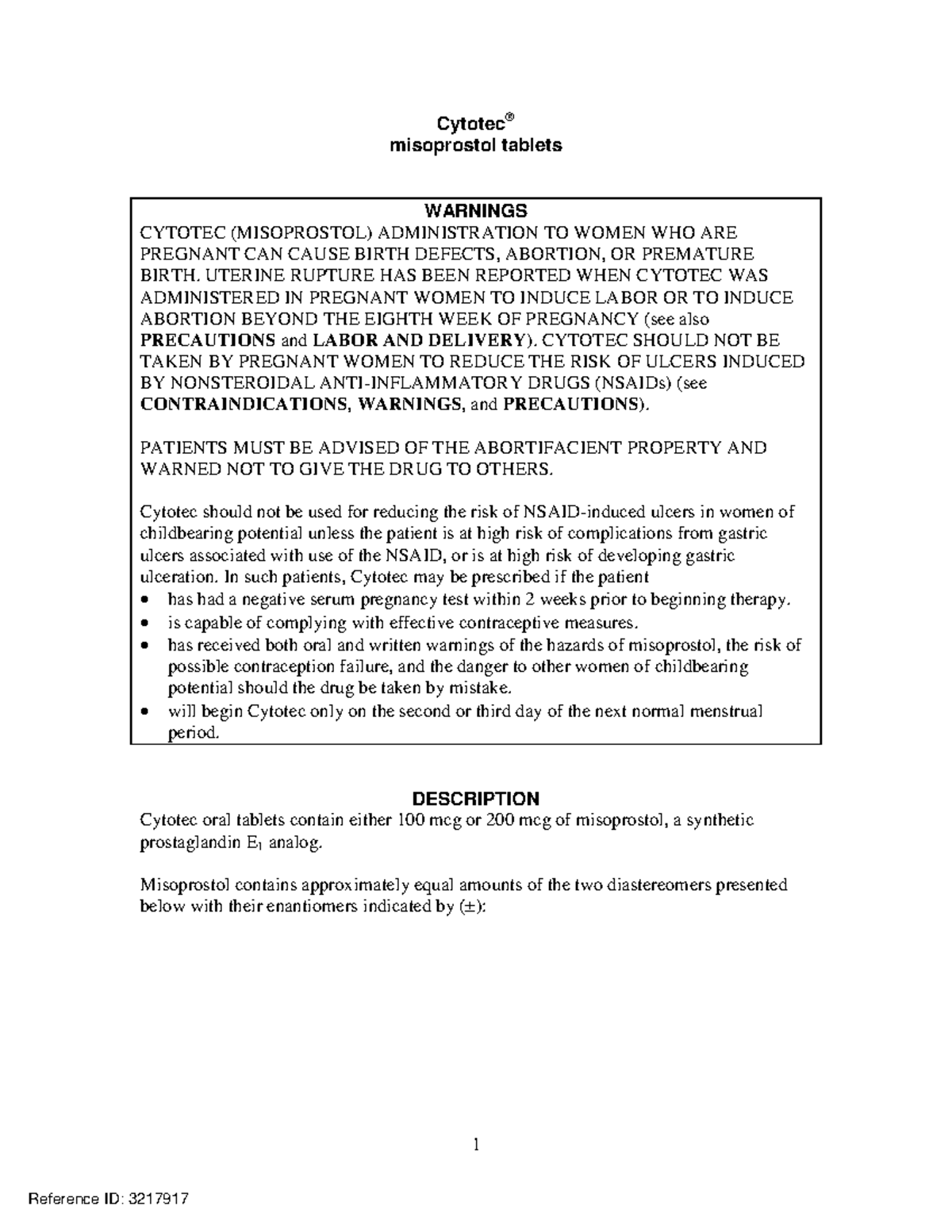 019268 s047lbl - Ichimoku - zyxwvuts zyxw Cytotec® misoprostol tablets ...