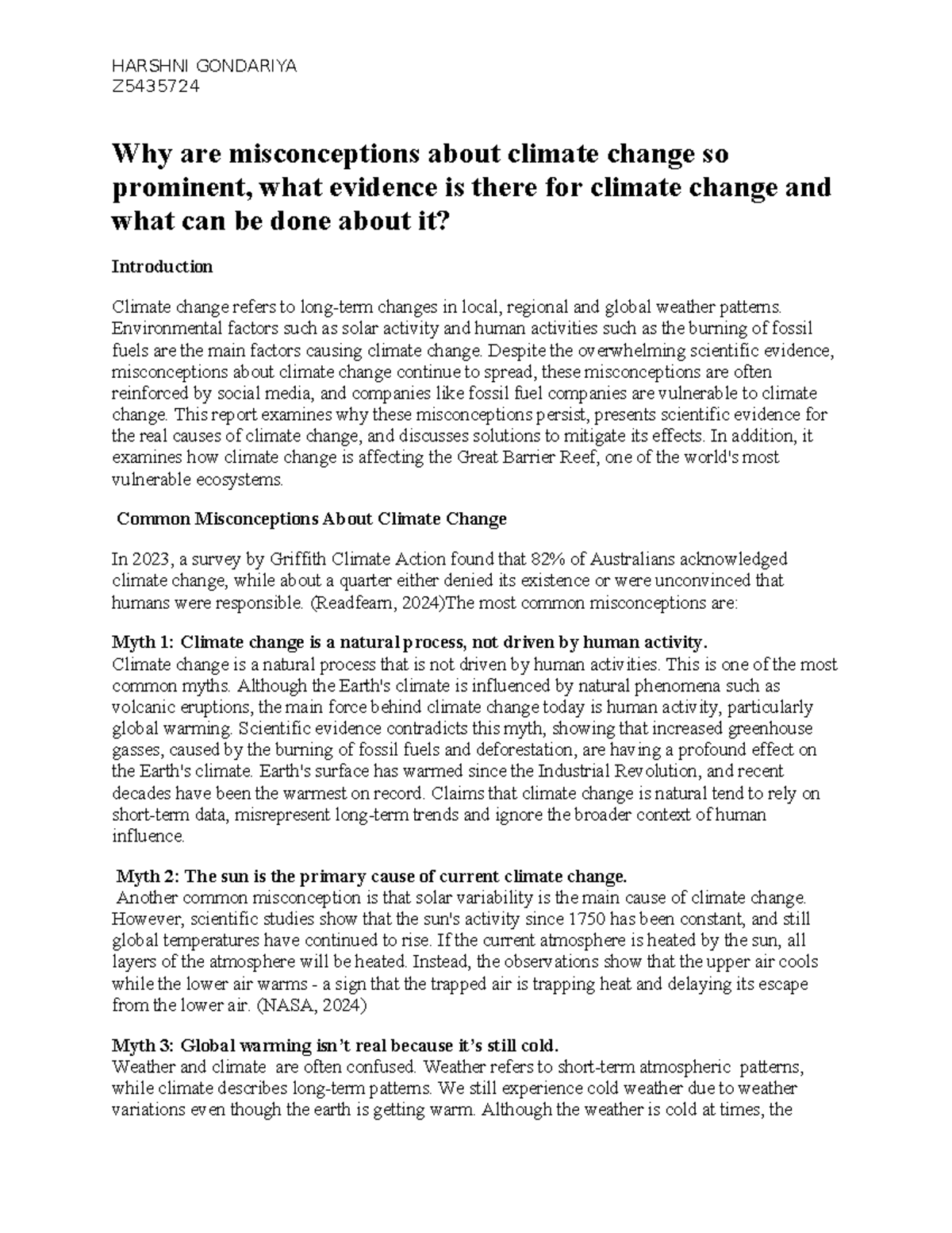 Z5435724 Climate Change Misconceptions: Evidence & Solutions Report ...
