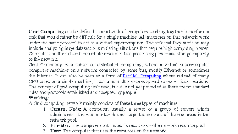 Grid Computing Overview - ABC - Studocu