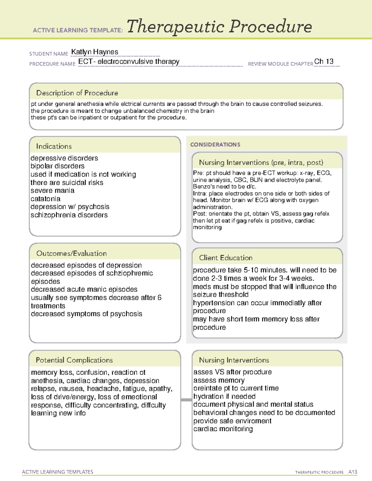ECT - Therapeutic procedure ECT - ACTIVE LEARNING TEMPLATES THERAPEUTIC ...
