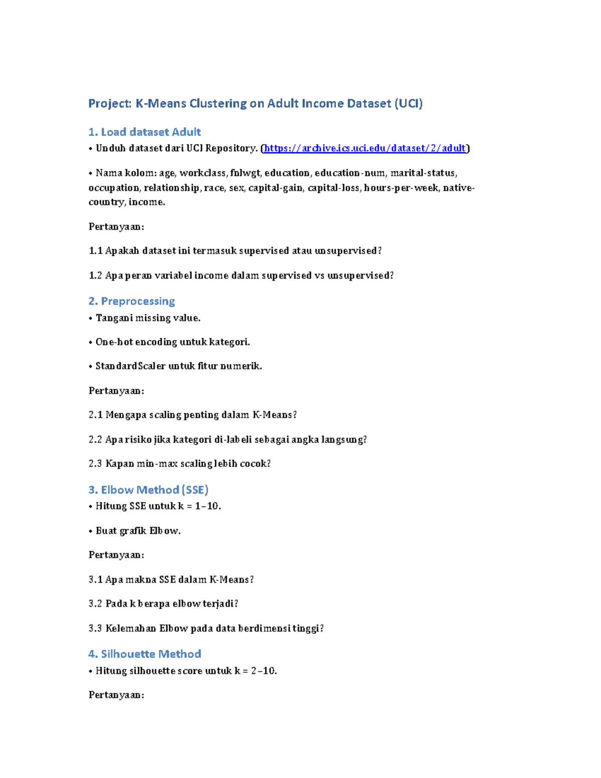 Project: KMeans Clustering on Adult Income Dataset (UCI) - Studocu