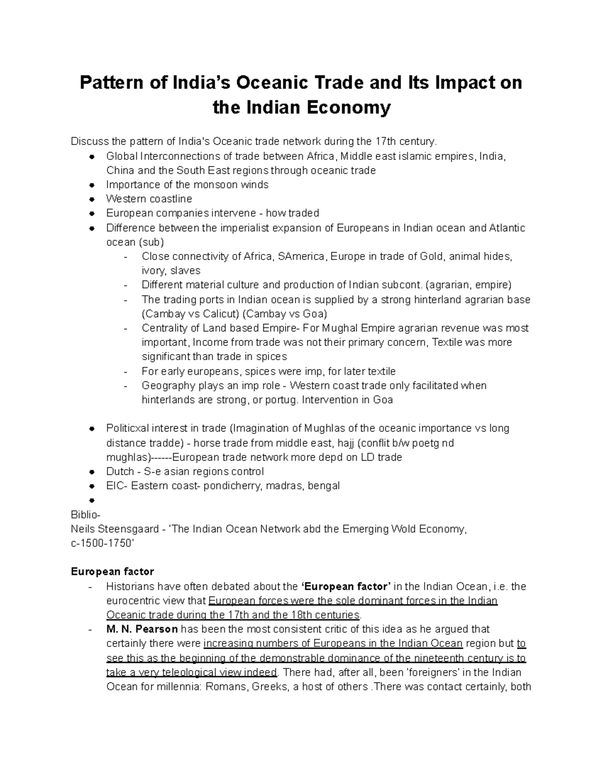 Oceanic Trade Patterns and Their Impact on the Indian Economy (HIST 101 ...