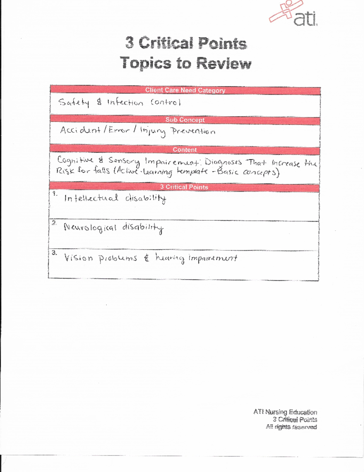 ATI 11 - Client Care Review: 3 Critical Points on Safety - Studocu
