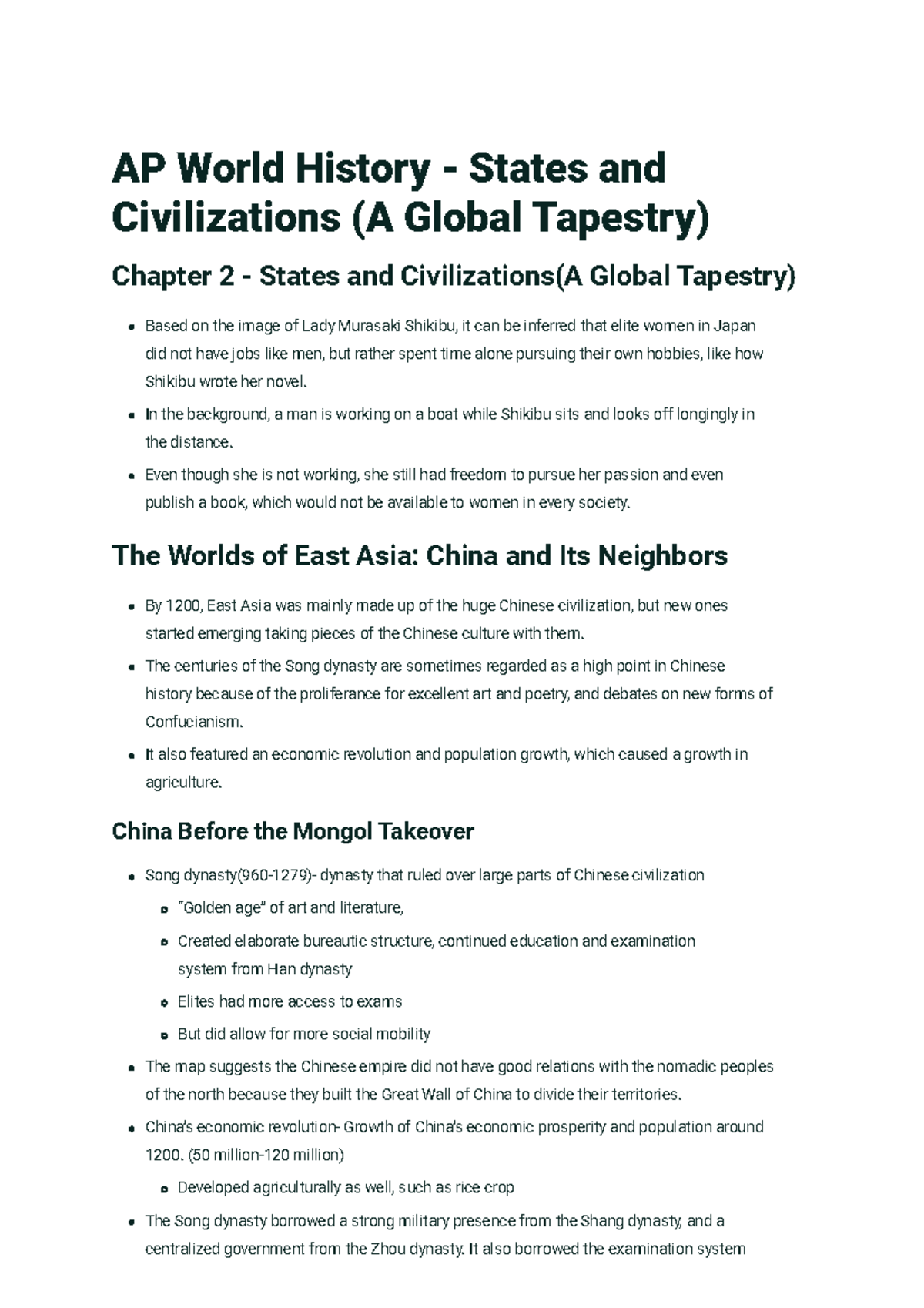 AP World History (WHAP) Chapter 2: States and Civilizations Overview ...