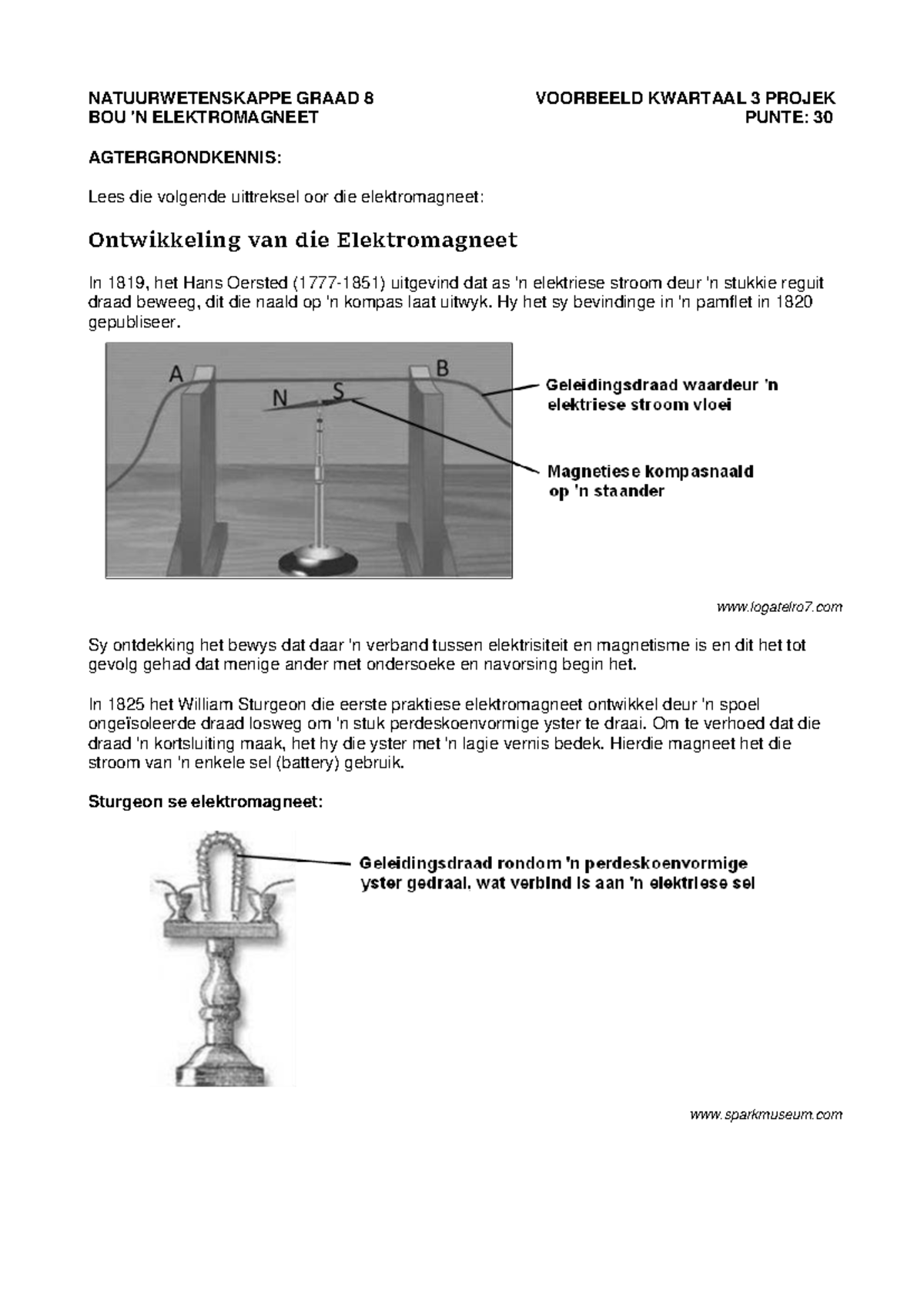 NW Gr 8 Kwartaal 3 Projek: Bou van 'n Elektromagneet - Studocu