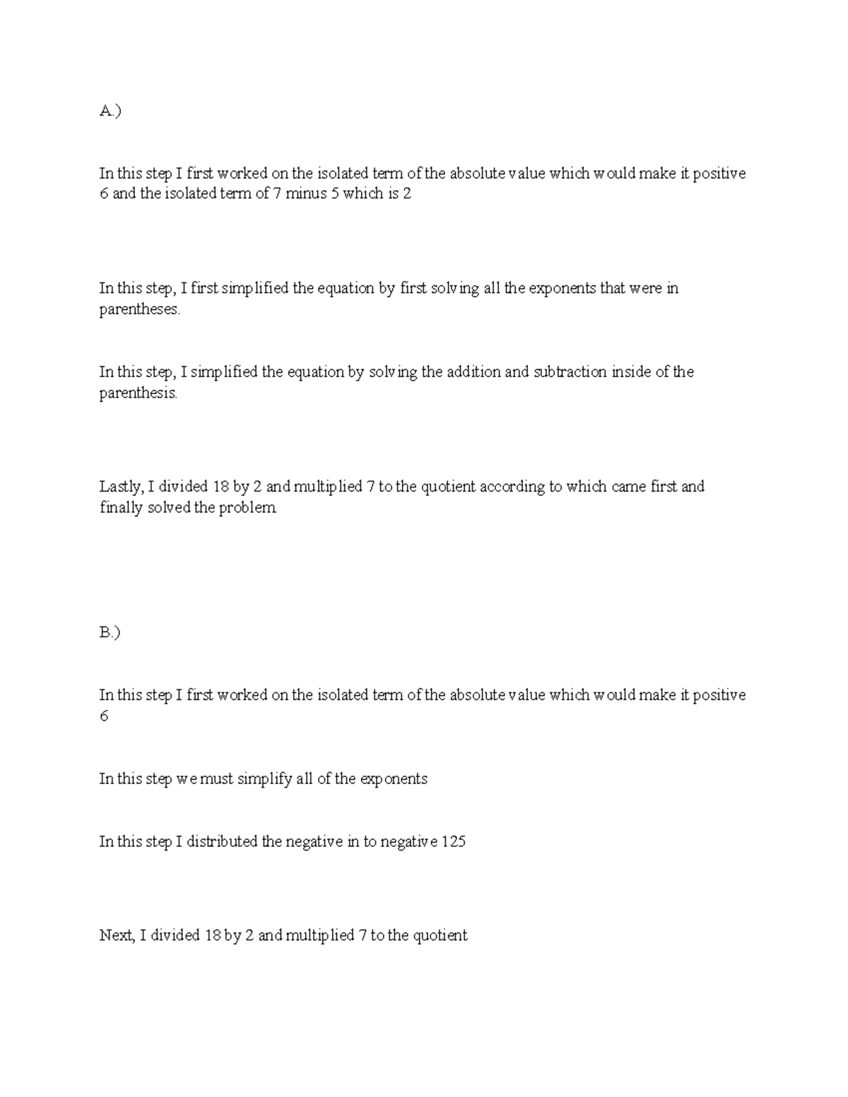 Finite math task 3 donefr 2 - A.) In this step I first worked on the isolated term of the ...