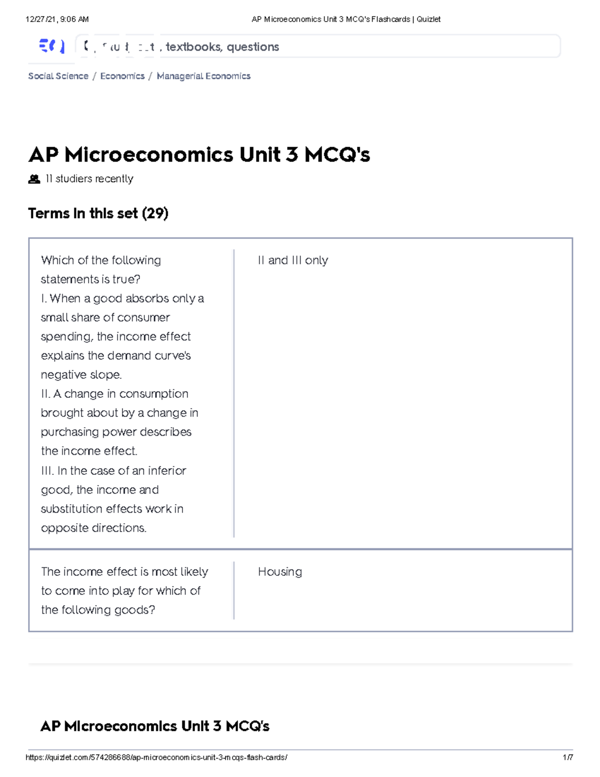 AP Microeconomics Unit 3: MCQ Flashcards Review Quizlet - Studocu