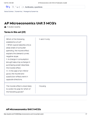 AP Microeconomics Unit 2 MCQ Flashcards Quizlet - Free trial AP ...