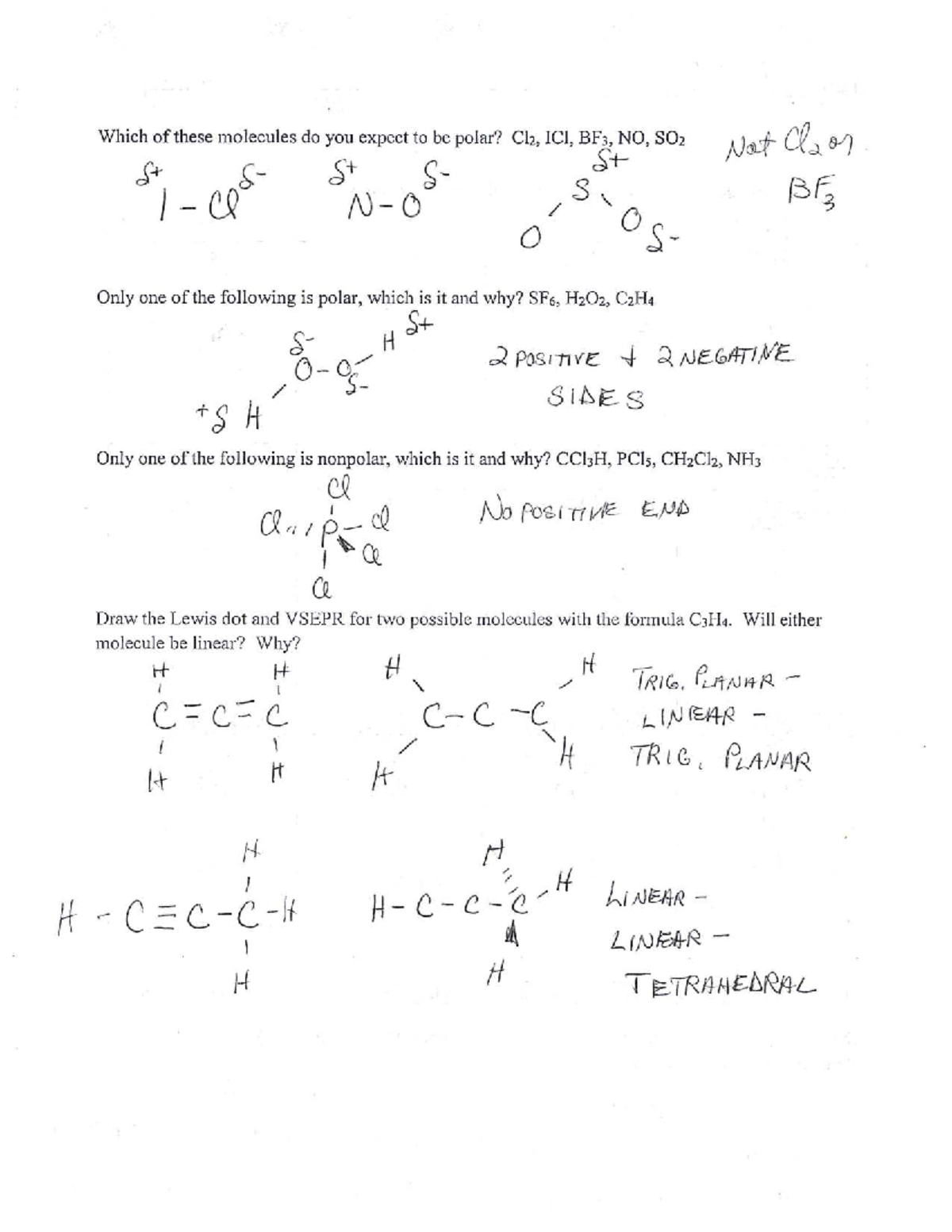 Key WS5: Polar and Nonpolar Molecules Analysis - Studocu