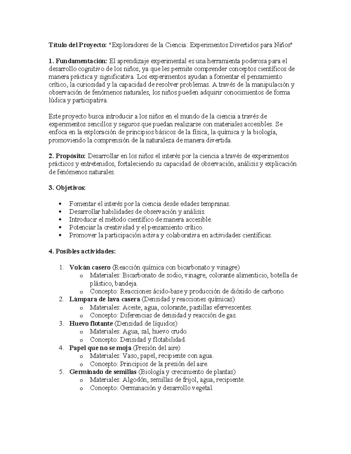 Proyecto-Ciencia - Exploradores de la Ciencia: Experimentos para Niños ...