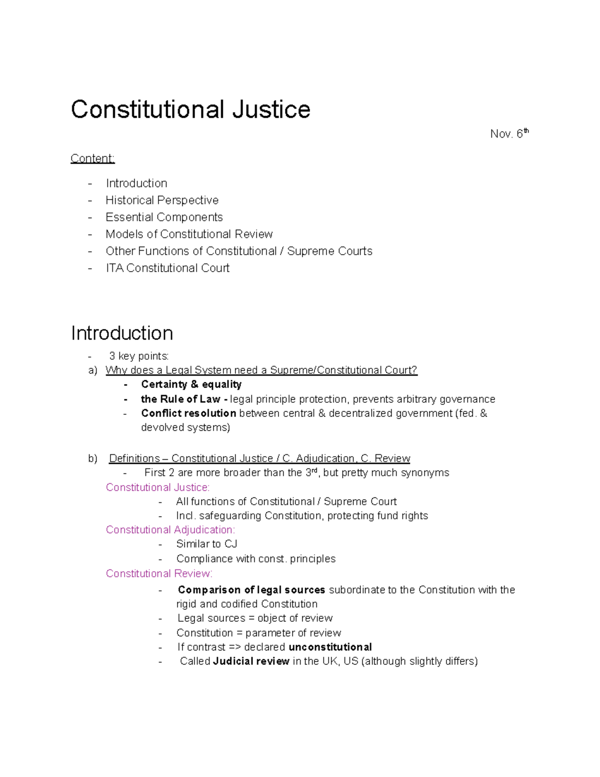 Const. Justice - lecture notes + book notes - Constitutional Justice ...