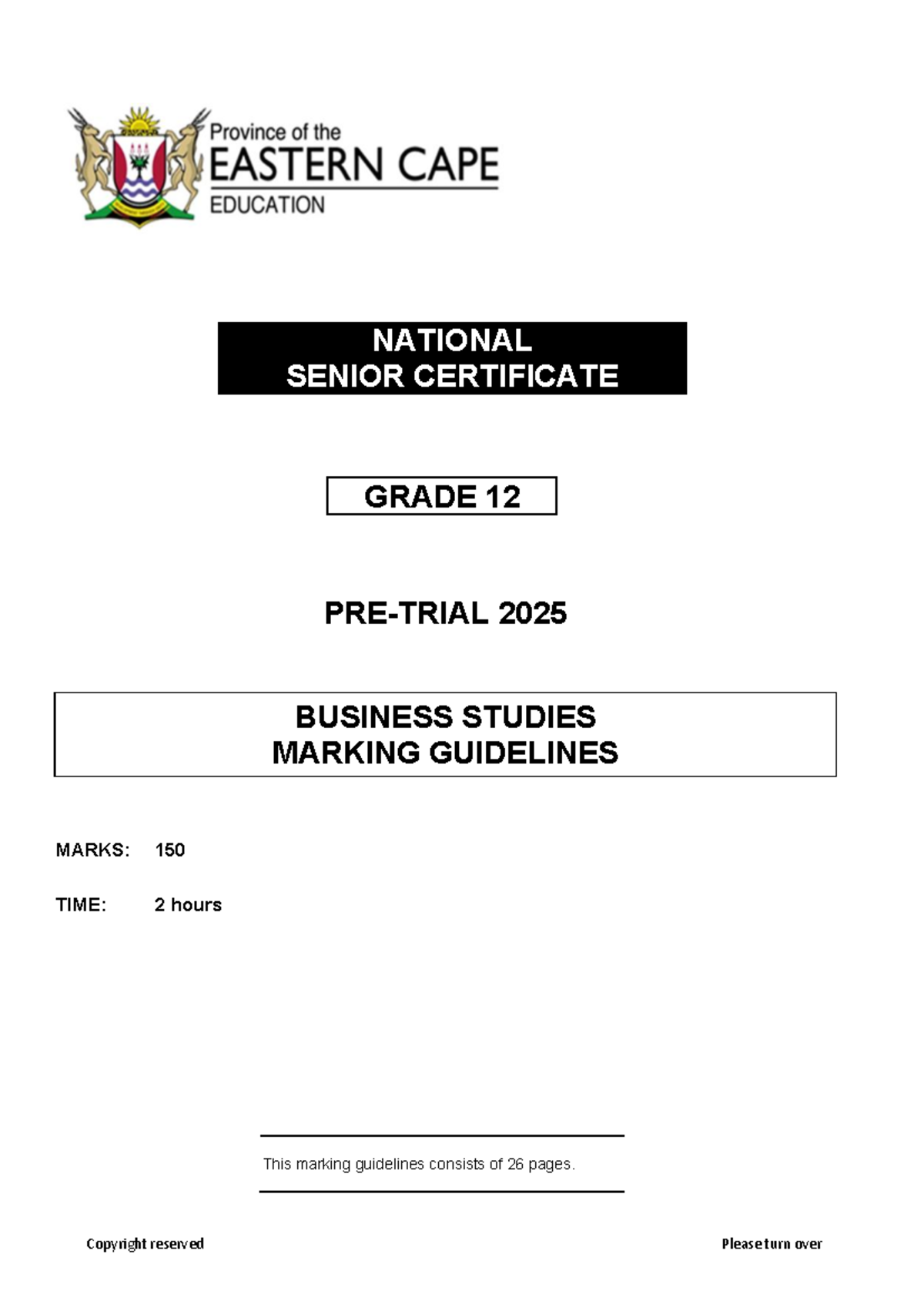 2025 G12 BSTD P1 Pre-Trial Marking Guidelines - Studocu