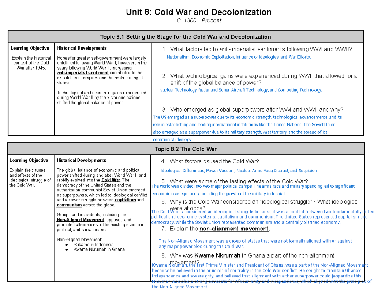 Kami Export - Sariah Thomas - Guillory AP World History Unit 8 Study ...