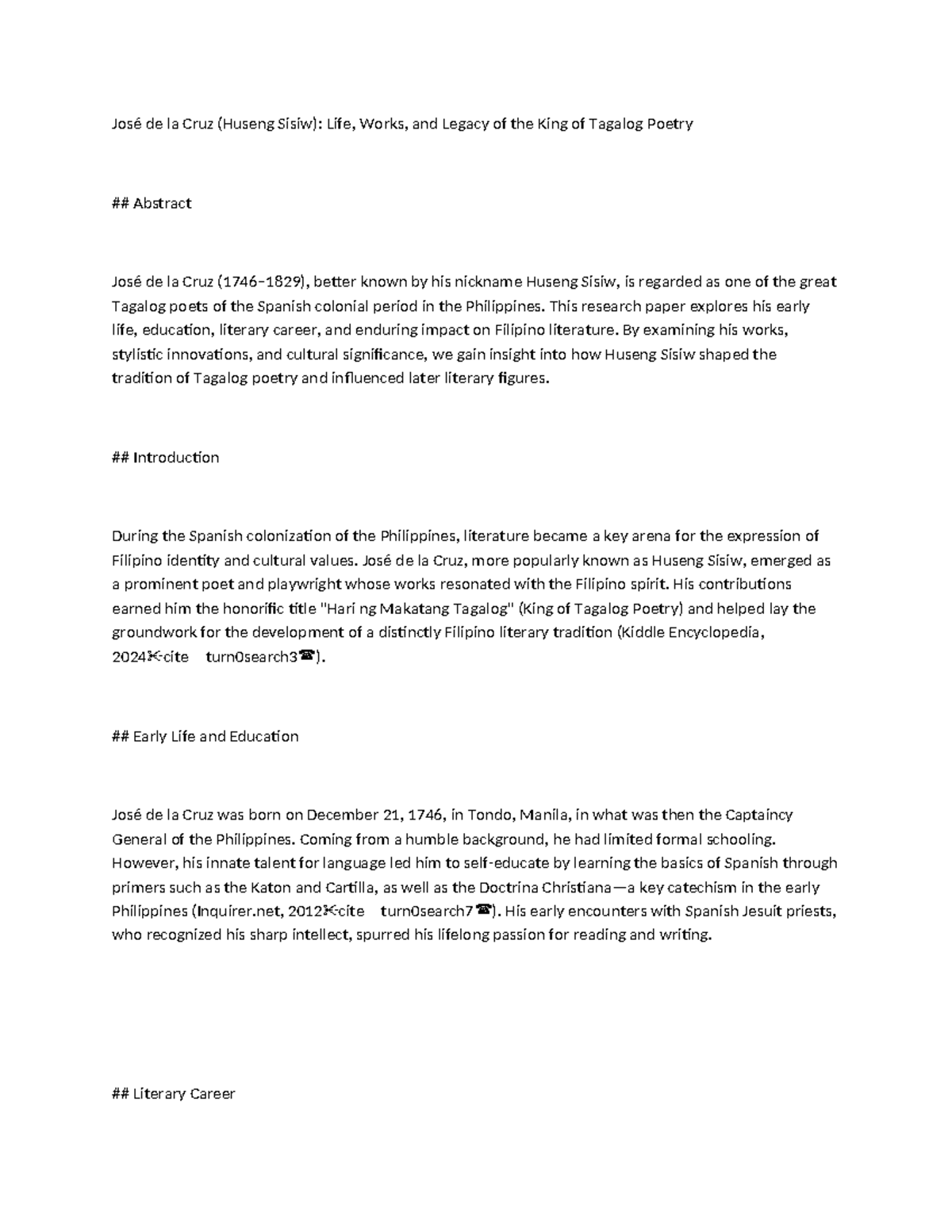 Research Study on José de la Cruz (Huseng Sisiw): Legacy & Impact - Studocu