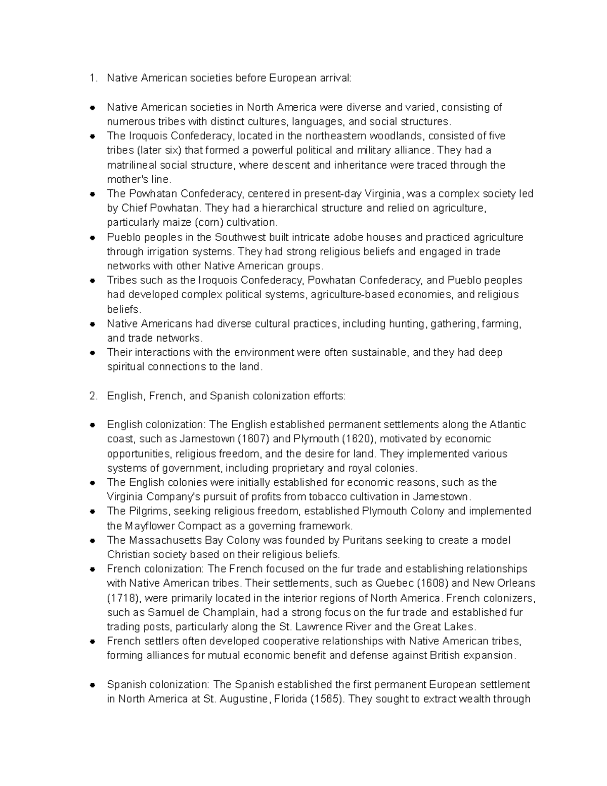 APUSH Unit 1: Native Societies, Colonization & 13 Colonies Overview ...