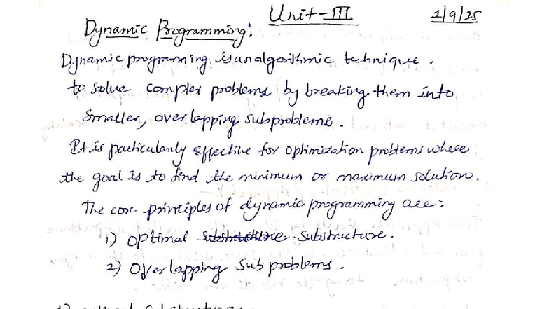 DAA Unit-III: Dynamic Programming Techniques and Applications - Studocu