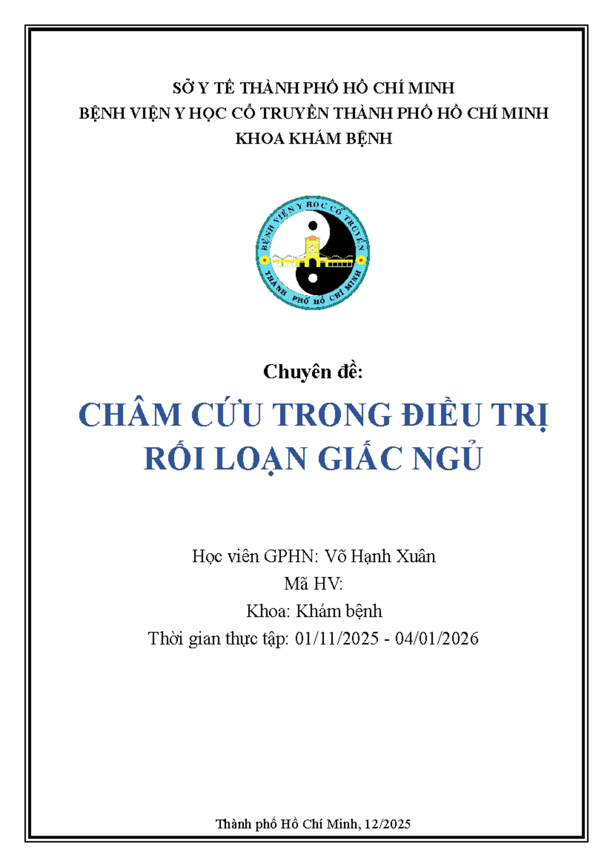 Chuyên đề: Châm Cứu Trong Điều Trị Rối Loạn Giấc Ngủ - GPHN - Studocu