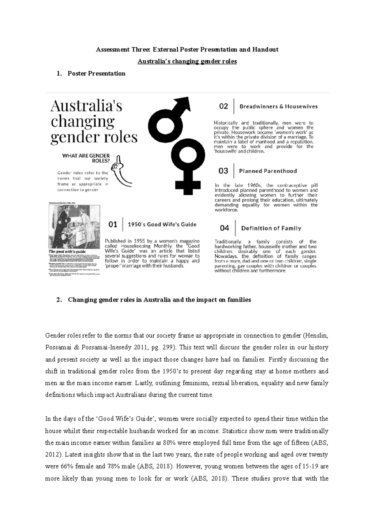 Poster Presentation - Australia’s changing gender roles - Changing ...