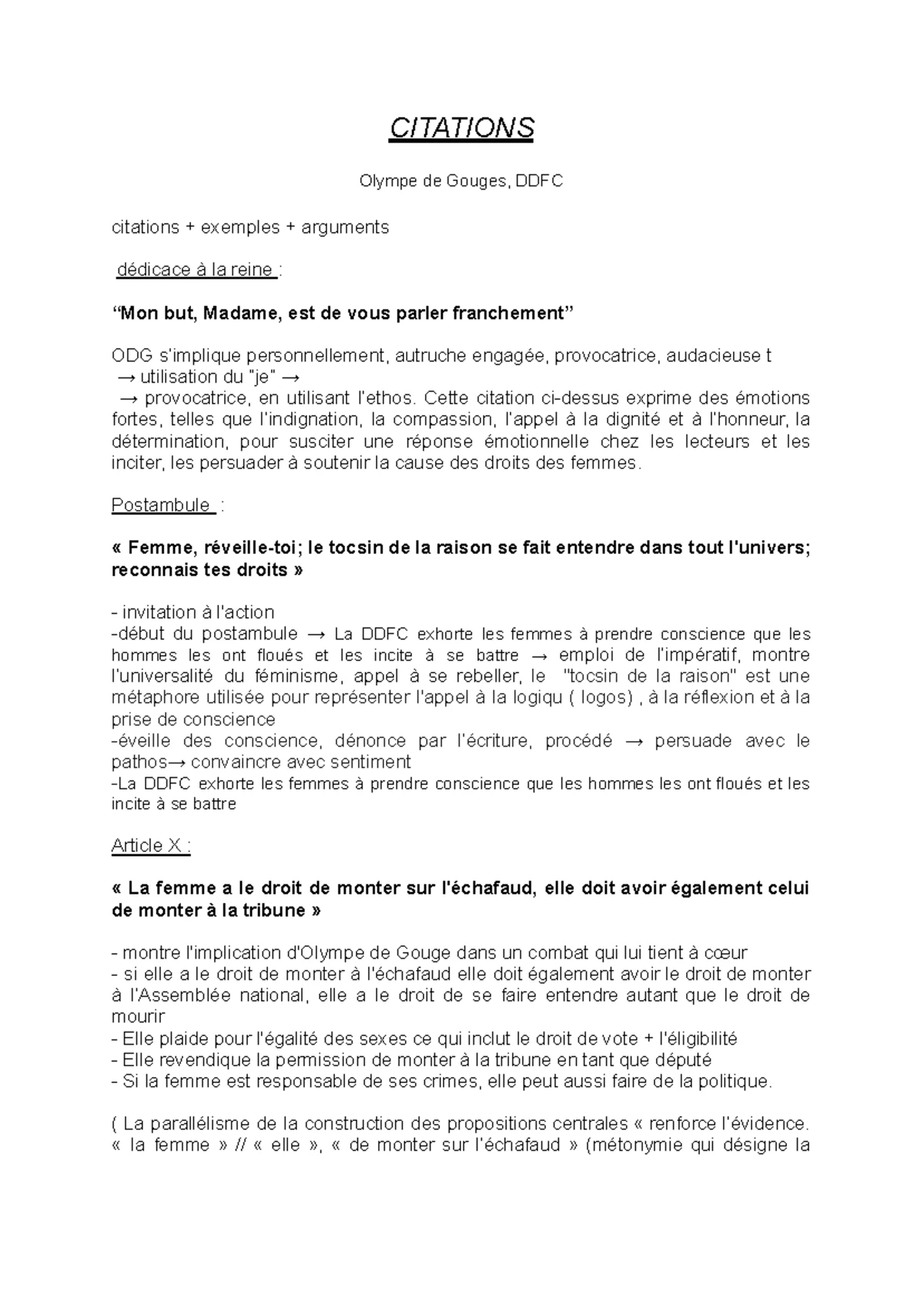PLAN DDFC ODG - Types de Plans pour la Dissertation sur Olympe de ...